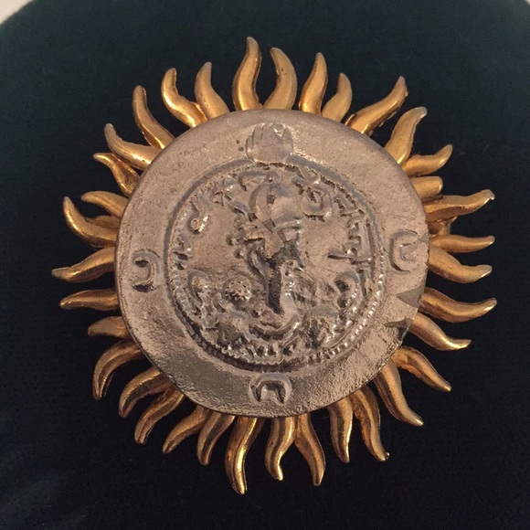 Jewelry | Vintage Sunburst Gold And Silver Tone Coin Brooch | Poshmark